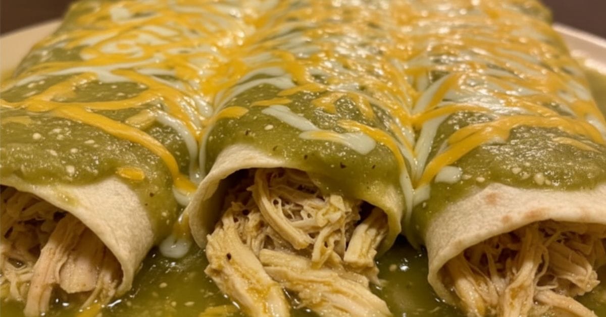 Mexican Green Chile, Chicken And Cheese Enchiladas